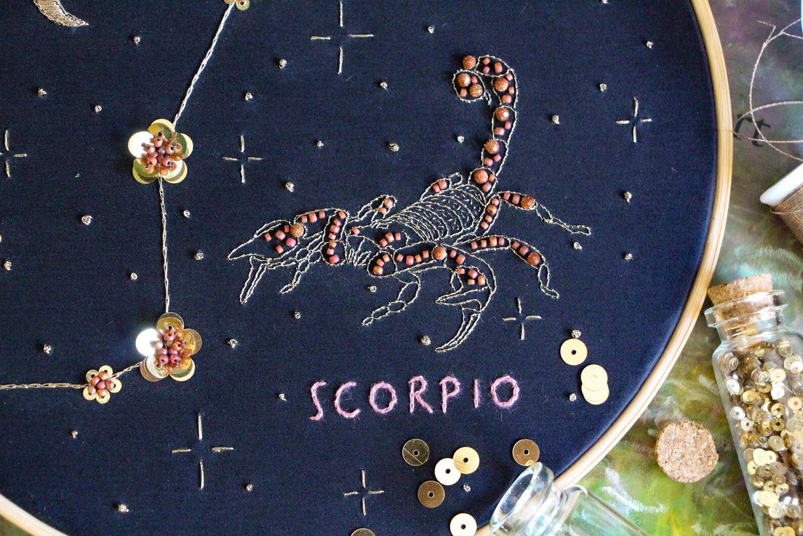 Scorpio Zodiac Hand Embroidery Pattern Downloadable PDF - Etsy