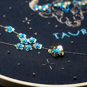 Taurus Zodiac Hand Embroidery Pattern, Downloadable PDF, Beginner Bead ...
