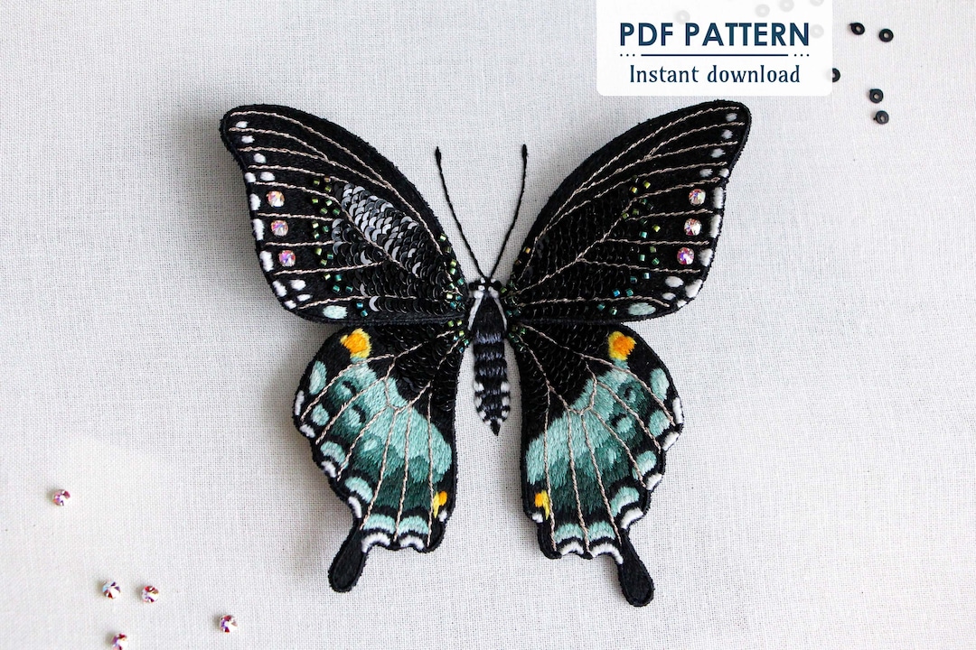 3D Butterfly Hand Embroidery Pattern, PDF Download, Beaded Spicebush ...