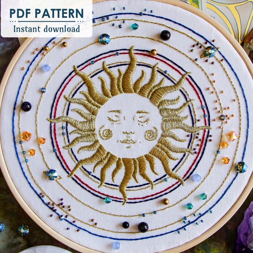 Moon Galaxy Hand Embroidery Pattern PDF Download Easy Bead - Etsy