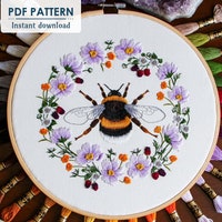 Bee: Hand Embroidery Pattern. Thread Painting Tutorial. PDF Digital ...