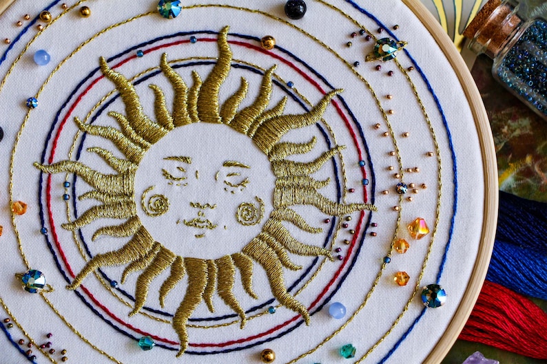 Sun Galaxy Hand Embroidery Pattern PDF Download Easy Bead - Etsy