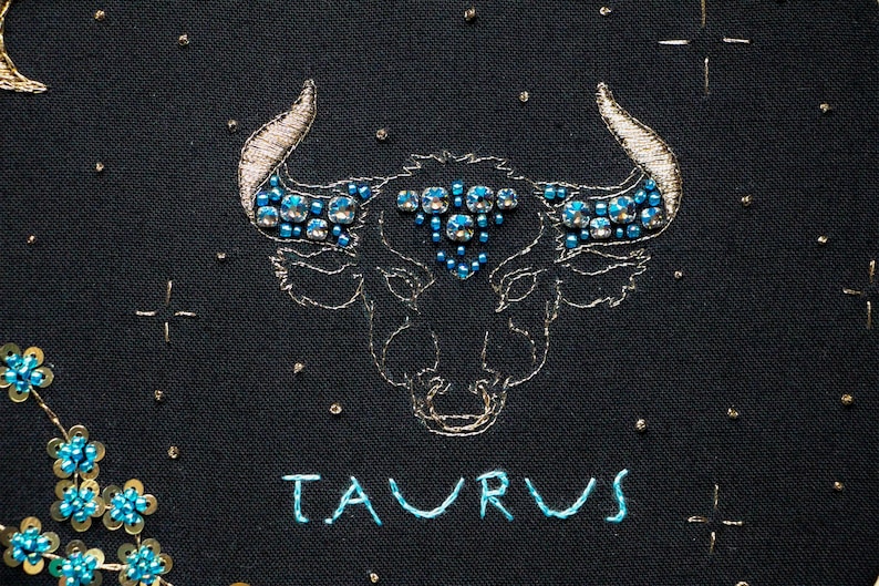 Taurus Zodiac Hand Embroidery Pattern Downloadable PDF - Etsy
