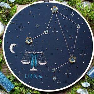 Libra Zodiac Hand Embroidery Pattern Downloadable PDF | Etsy