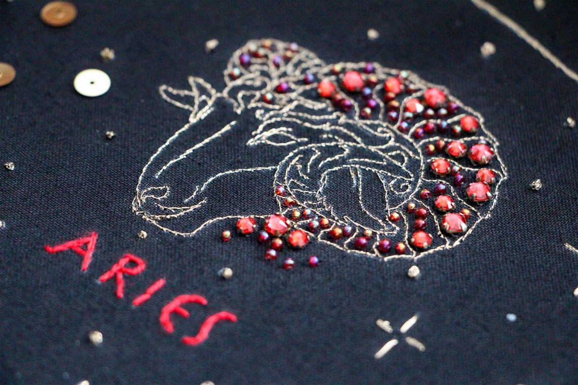 Aries Zodiac Hand Embroidery Pattern Downloadable PDF DIY - Etsy