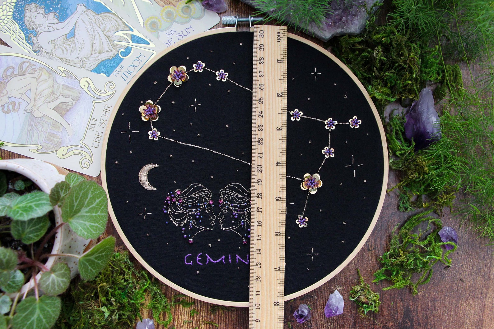 Gemini Zodiac Hand Embroidery Pattern Downloadable PDF - Etsy