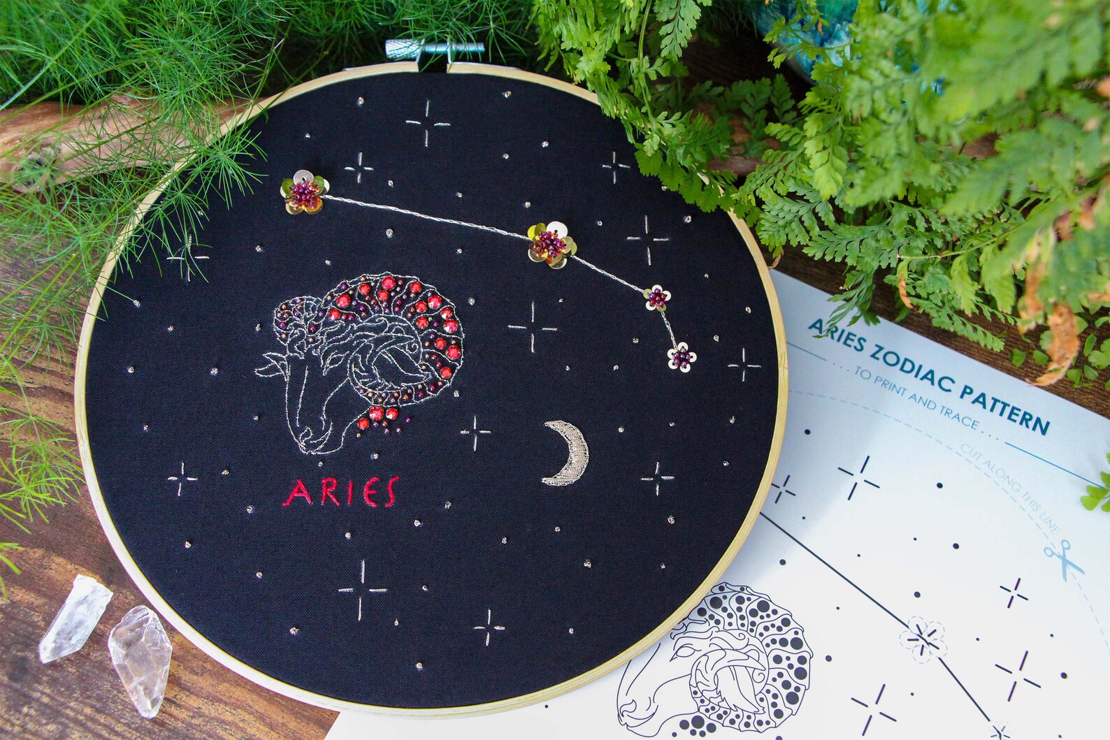 Aries Zodiac Hand Embroidery Pattern Downloadable PDF DIY - Etsy
