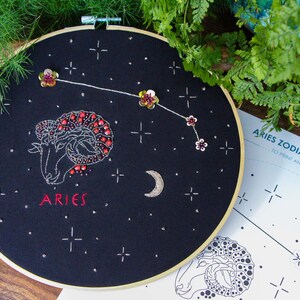 Aries Zodiac Hand Embroidery Pattern, Downloadable PDF, DIY Bead ...