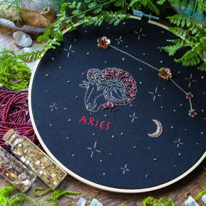 Aries Zodiac Hand Embroidery Pattern, Downloadable PDF, DIY Bead ...