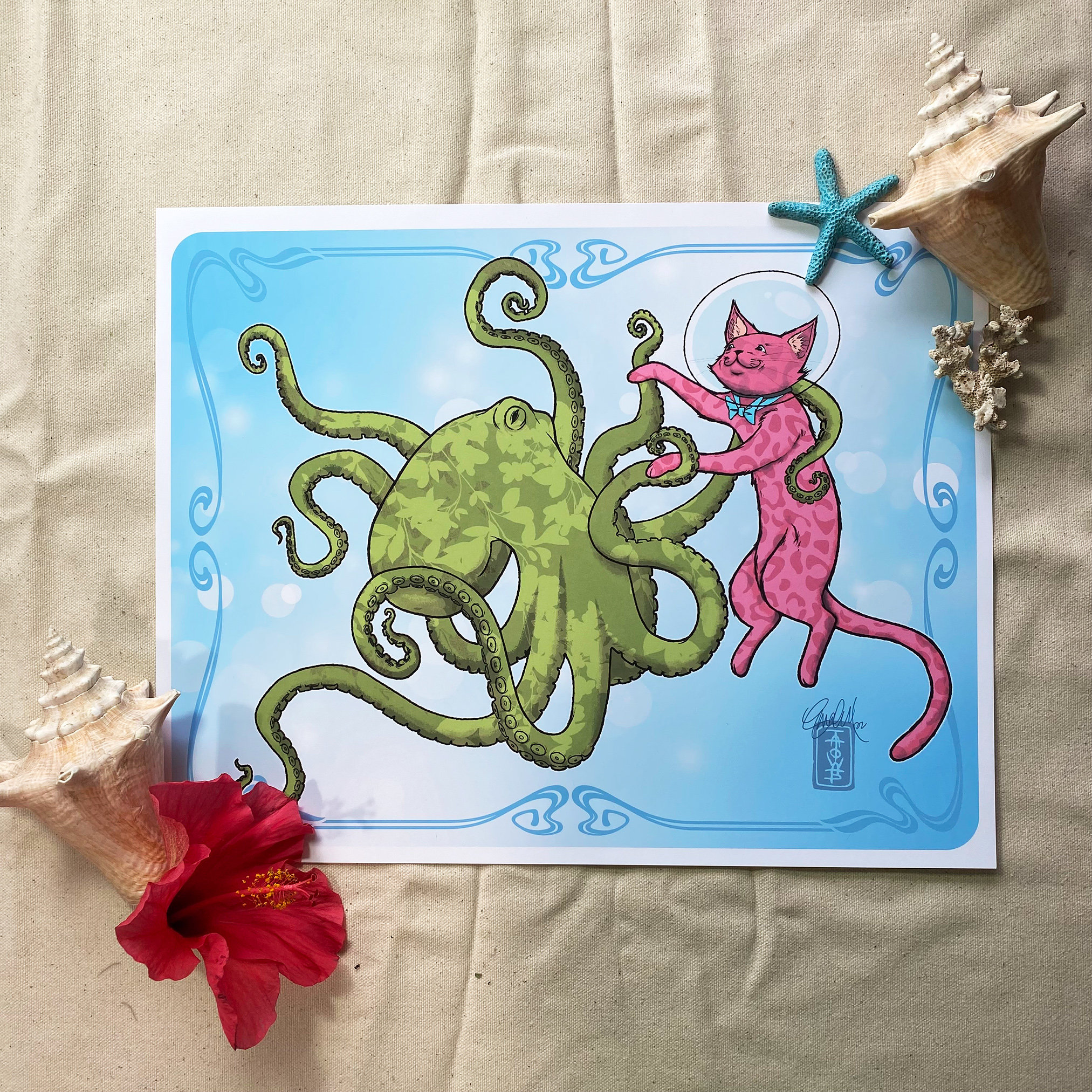 Octopus and Cat Dancing, 11x14 Art Print - Etsy