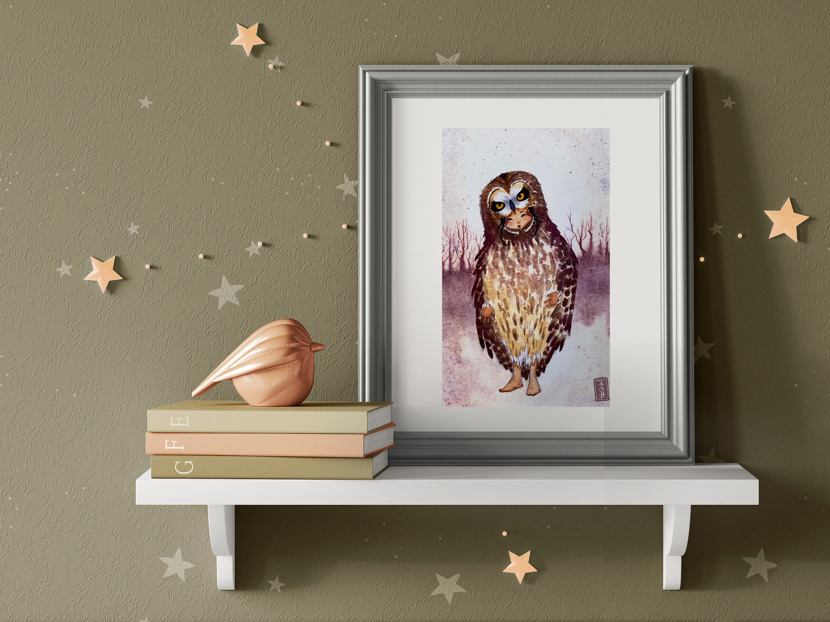 Hawaiian Pueo Owl Costume Illustration, 9x12 Matted Art Print - Etsy
