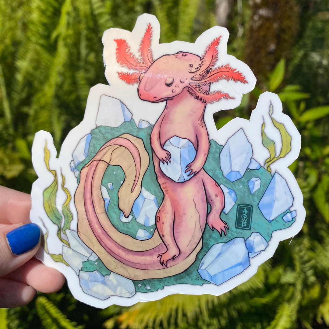Axolotl With Crystals Vinyl Sticker - Etsy