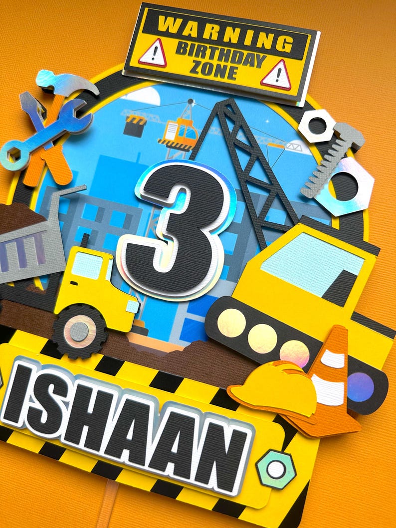 Construction Cake Topper, Trucks Birthday Party Decor - Etsy