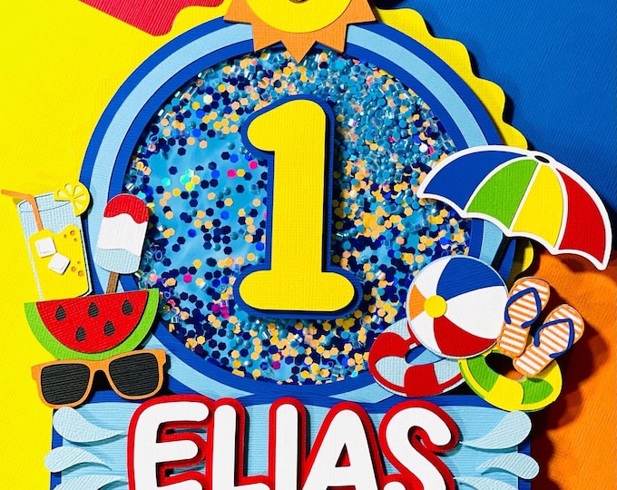 Pool Party Birthday Cake Topper Summer Theme Party Decoration Beach ...