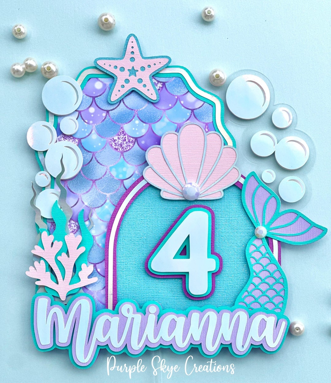 Mermaid Cake Topper, Under the Sea Birthday, Magical Mermaid Birthday ...