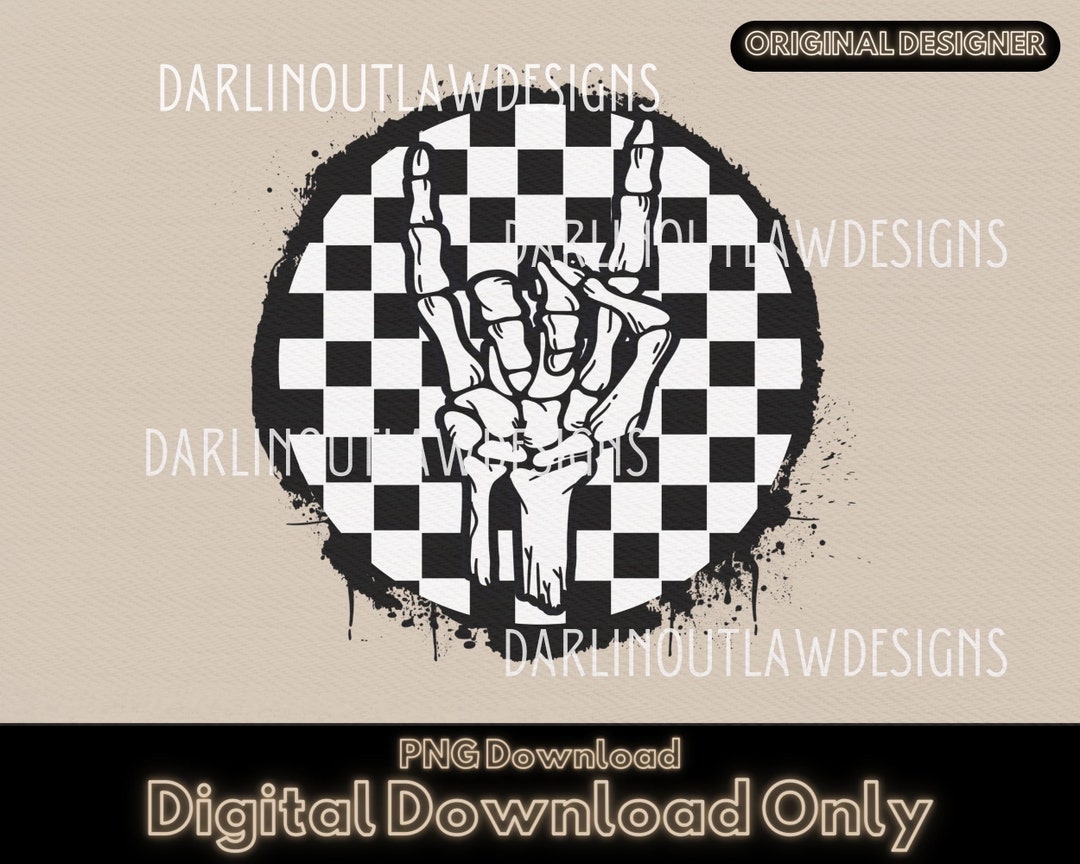 2 Transparent PNG, Checkered Rock On, Vintage, Sublimation, ***DIGITAL ...