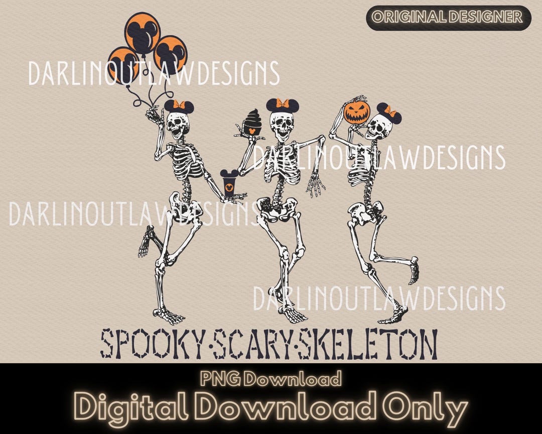 2 Transparent Png's, Spooky Scary Skeleton, Halloween, Sublimation ...