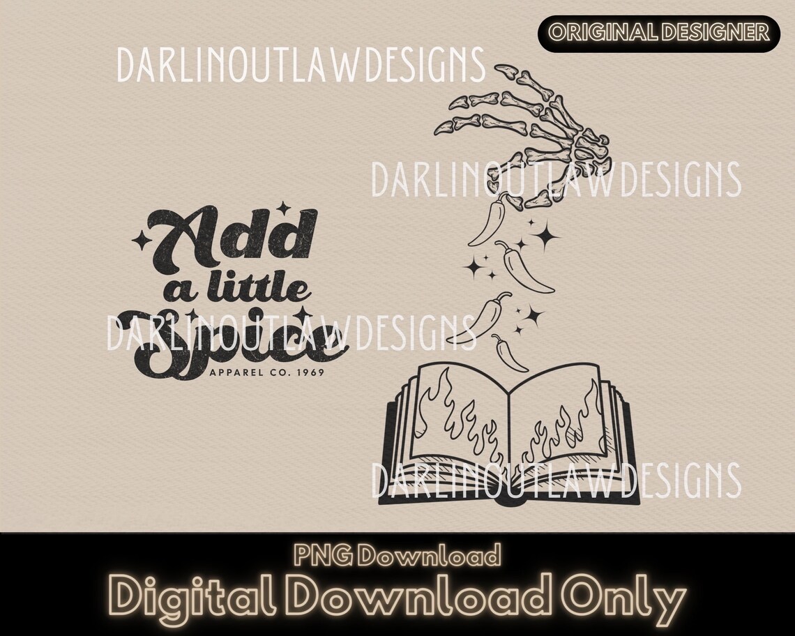 2 Transparent PNG'S, Add A Little Spice, Booktok ***DIGITAL Download ...