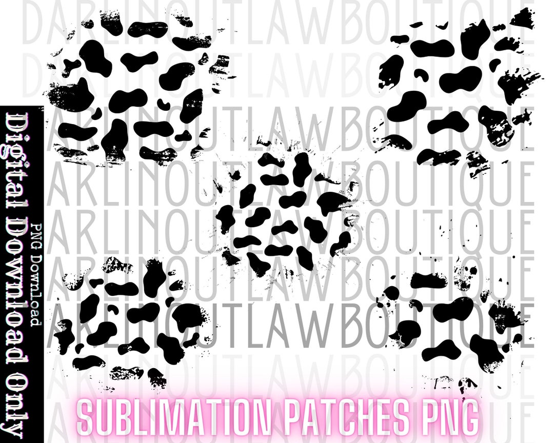 5 Transparent Png's, Cow Print Patches , Western, Sublimation, DIGITAL ...