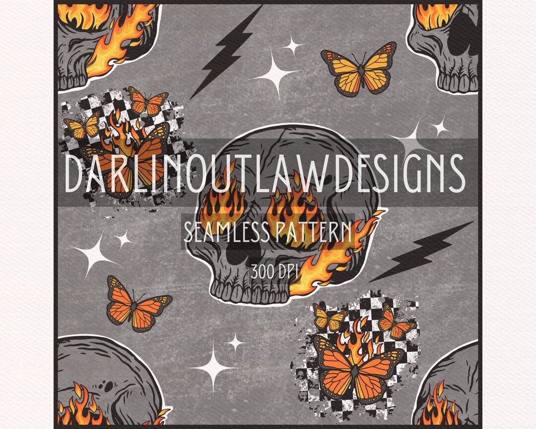 1 Transparent PNG, Flaming Skeleton, Seamless Pattern, Sublimation ...
