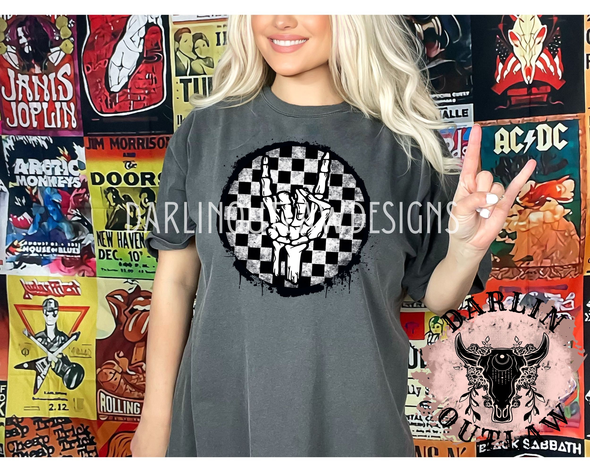 2 Transparent PNG, Checkered Rock On, Vintage, Sublimation, ***DIGITAL ...