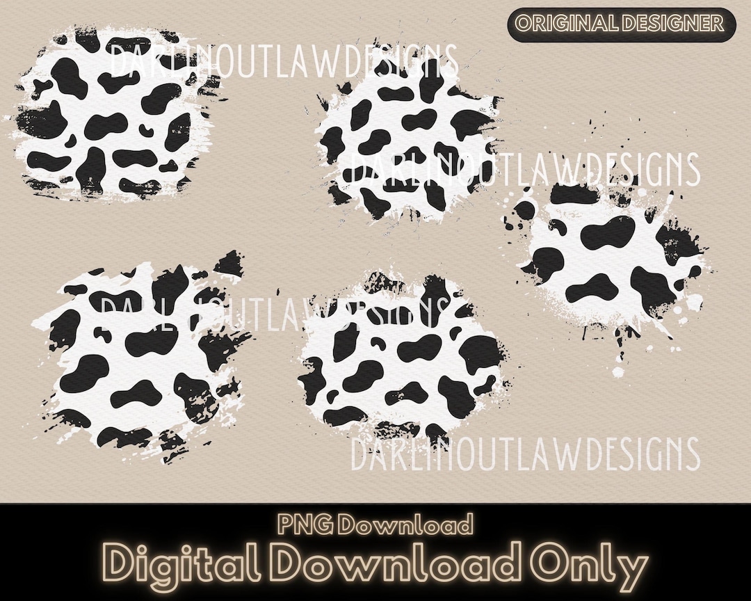 5 Transparent Png's, Cow Print Patches , Western, Sublimation ...