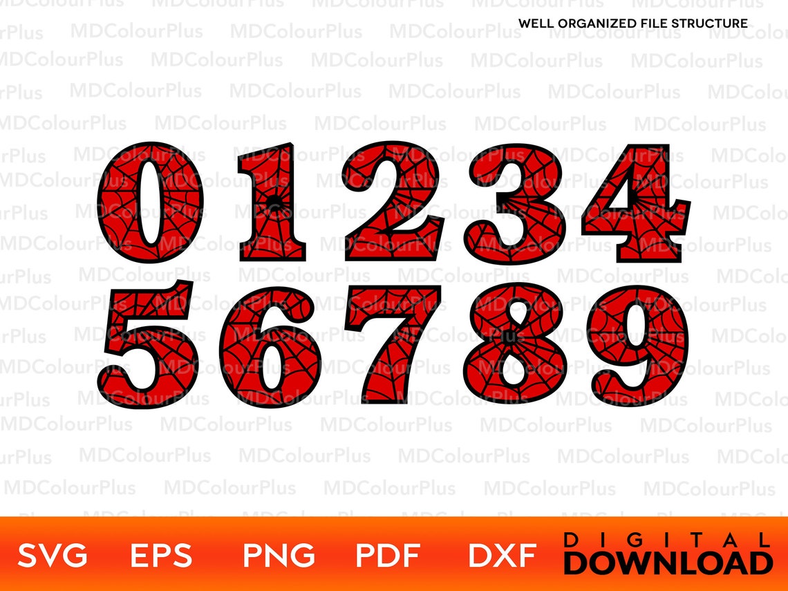 Spiderman Numbers Svg Spider Web Birthday Boy Number Clipart Cutfile ...
