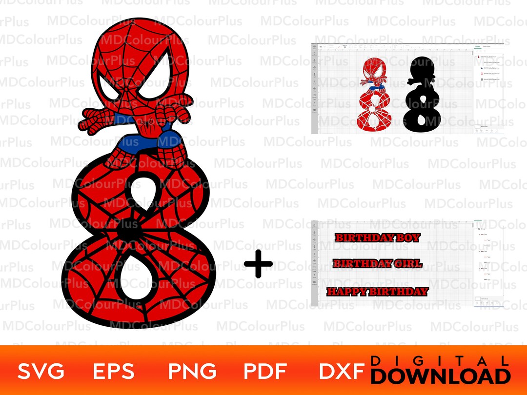 8th Birthday Boy Svg, Eighth Birthday Boy Spiderman, Birthday Boy ...
