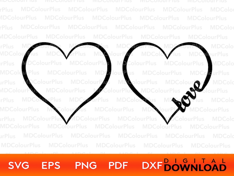 Corazón svg, corazón dibujado a mano svg, amor palabra arte corazón svg ...