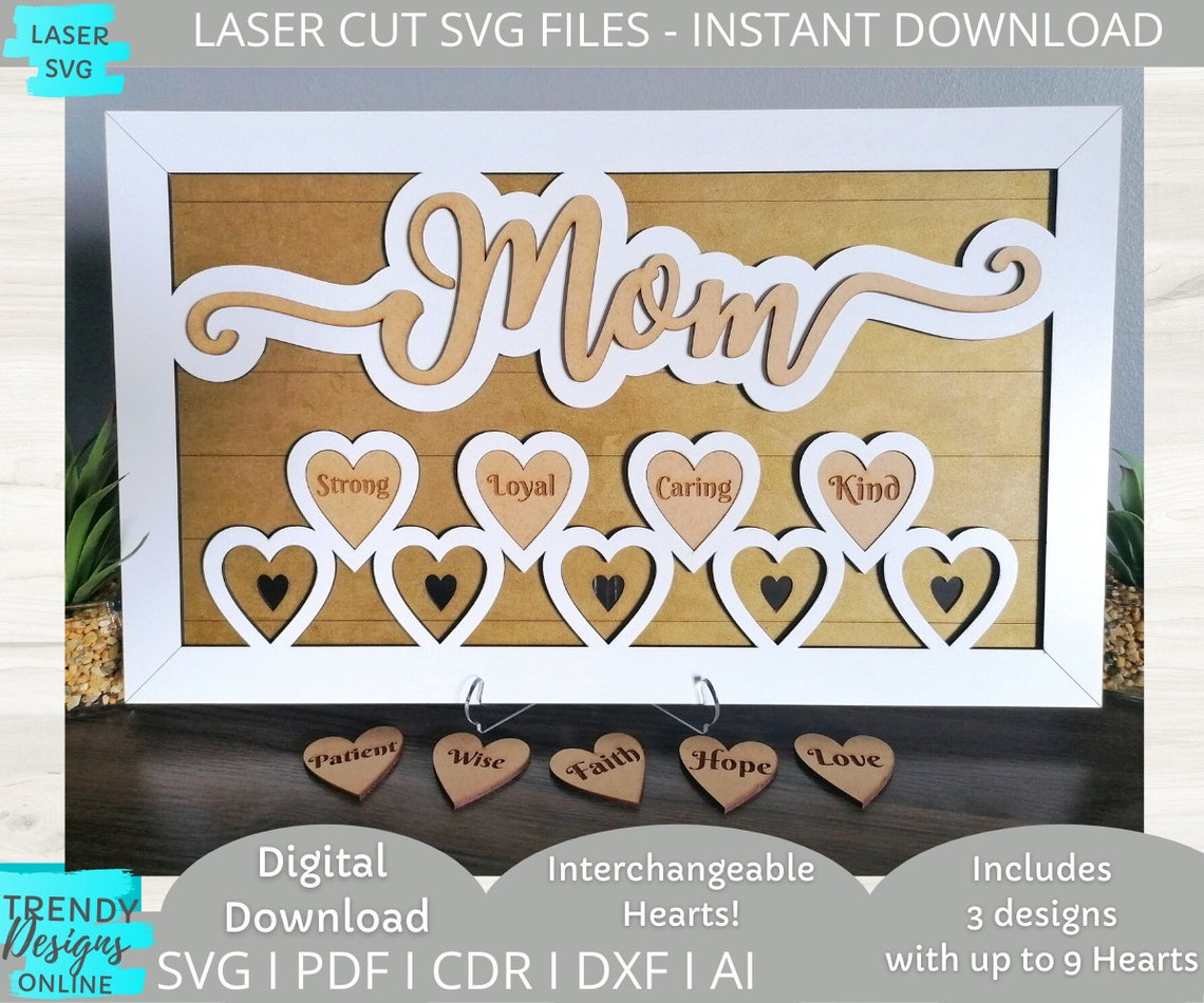 Mom Frame Svg Interchangeable Svg Hearts Interchangeable - Etsy