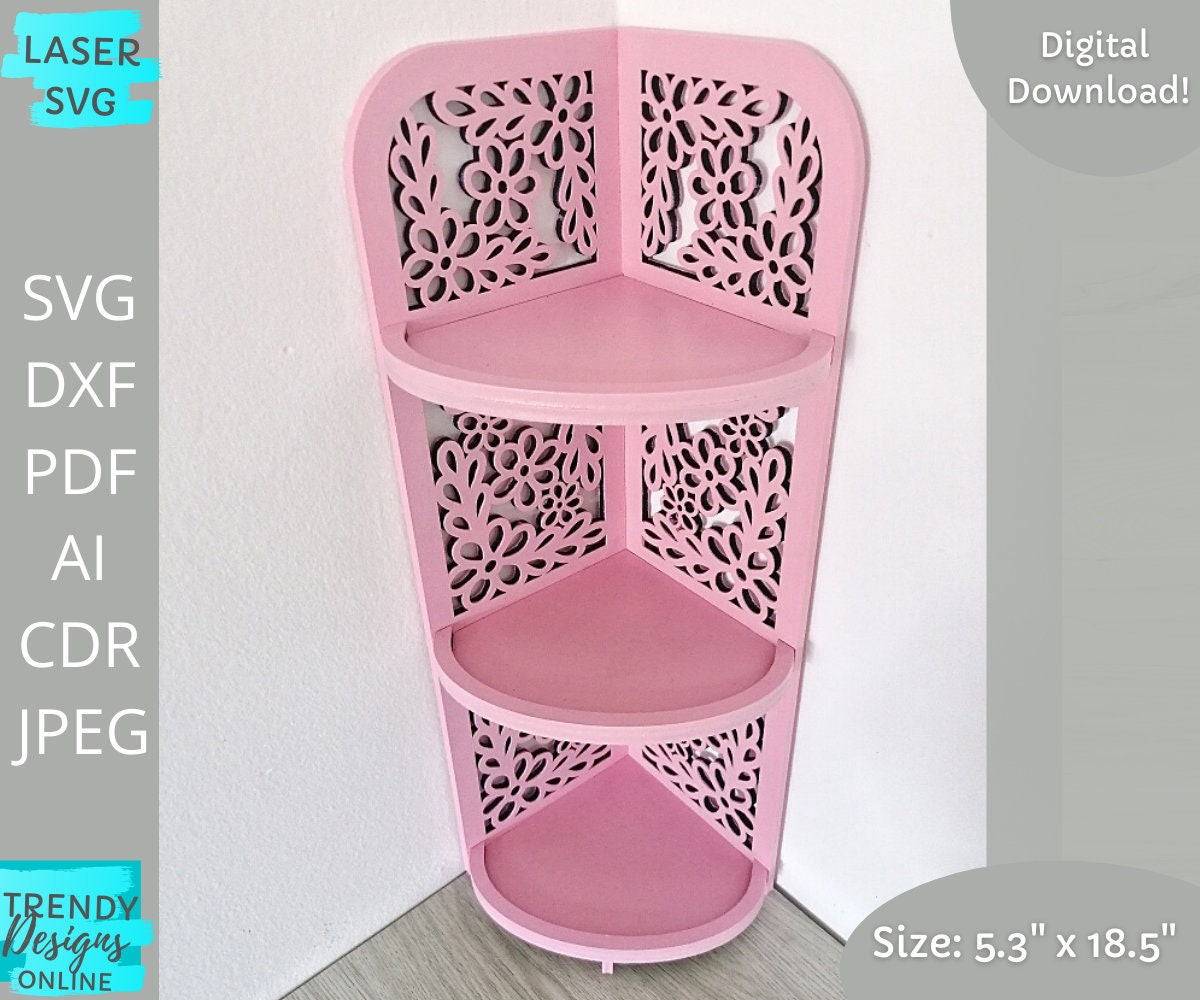 Floral Corner Shelf Svg Bathroom Shelf Svg Display Stand - Etsy