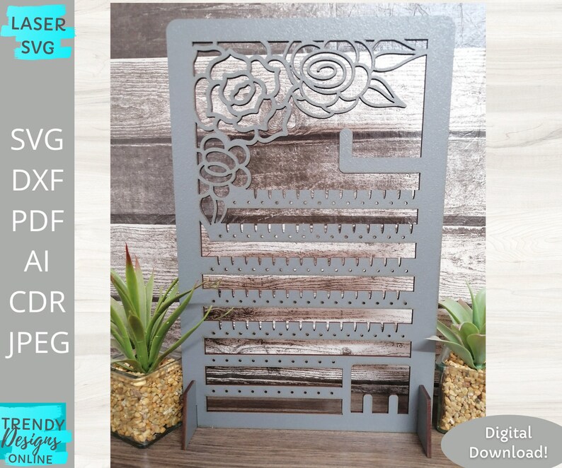 Floral Jewelry Stand Svg Earrings Display Stand Svg Studs - Etsy