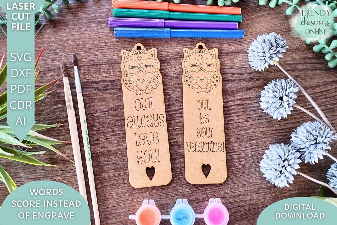 Owl Valentine's DIY Bookmarks Svg File, Classroom DIY Craft Svg ...
