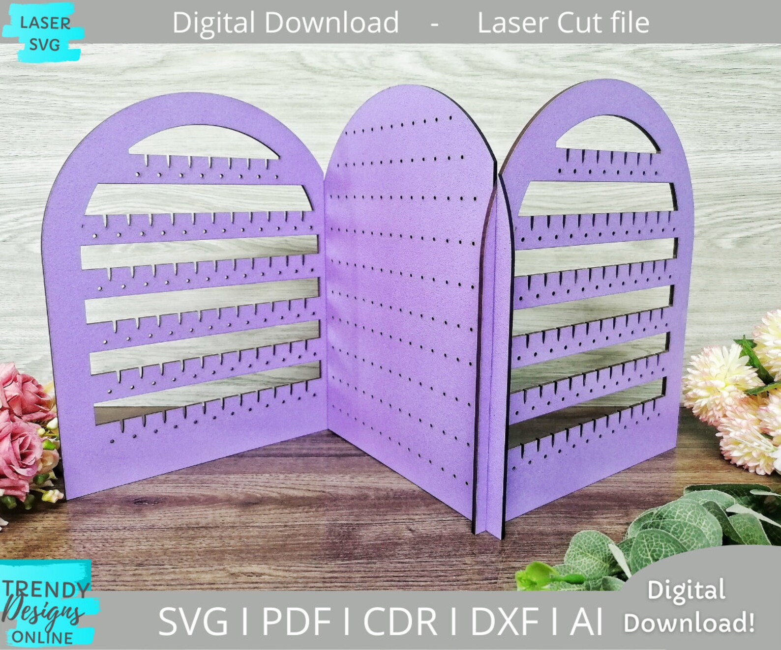 Floral Earrings Display Svg File Trio Jewelry Display Svg - Etsy