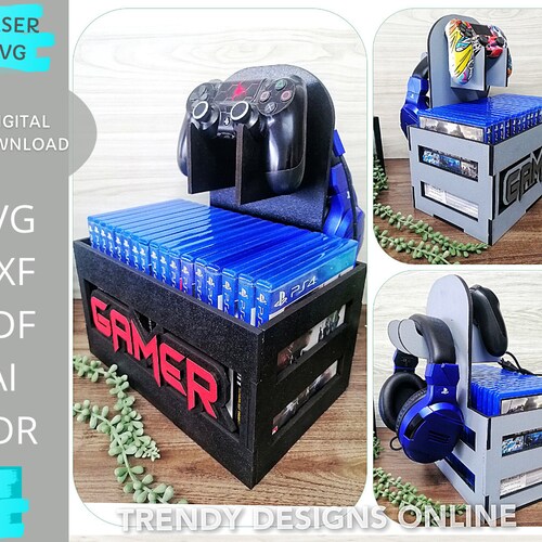 Game Controller and Headset Stand Svg Headphones Stand Svg - Etsy