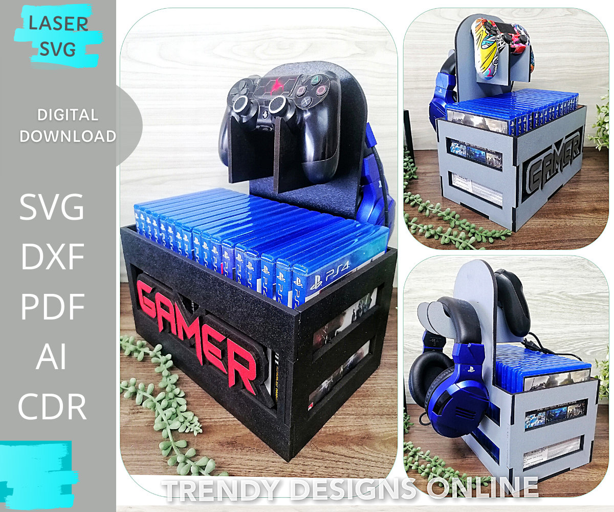 Gamer Crate for Games Controller and Headset Svg Headphones - Etsy