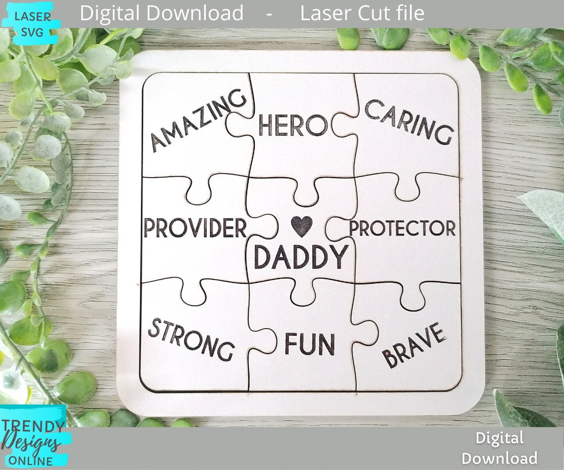 Father's Day Puzzle Svg Digital Download Glowforge Ready - Etsy