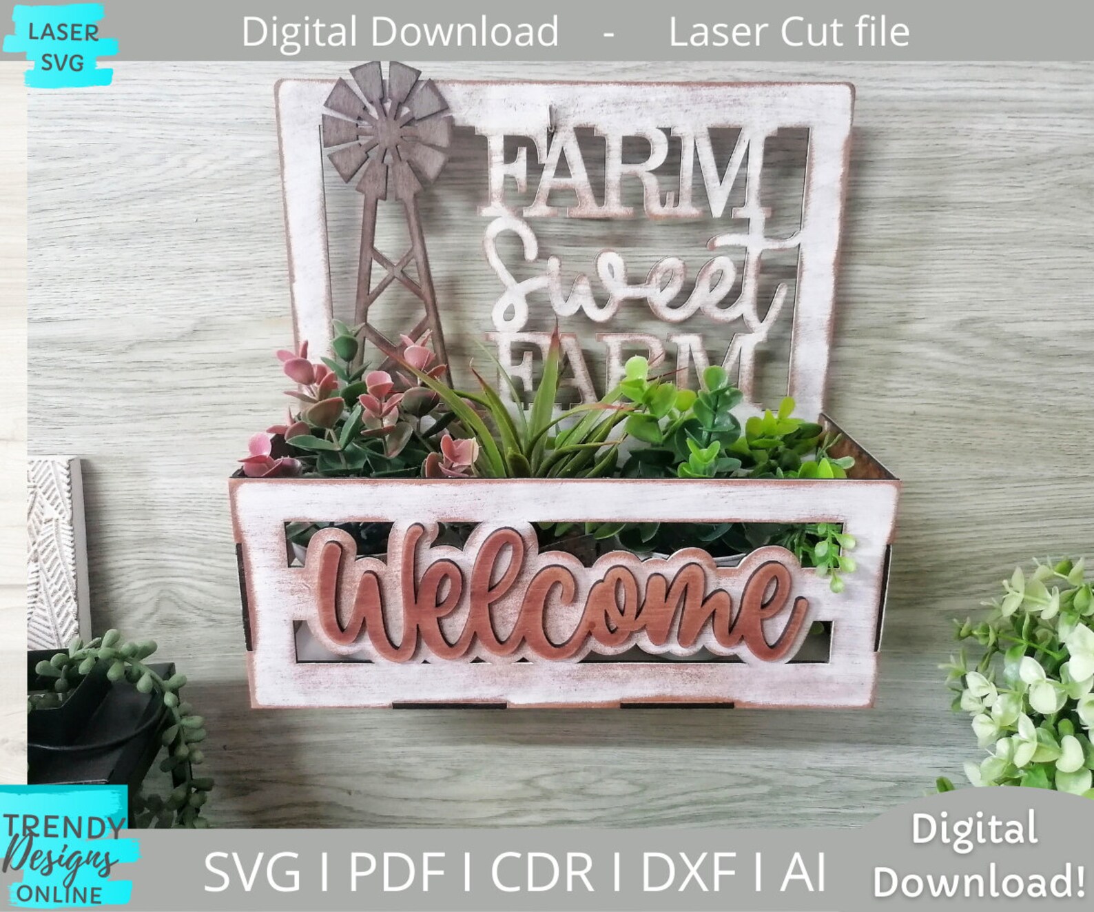Windmill Planter Svg File Welcome Planter Svg Planter Box - Etsy
