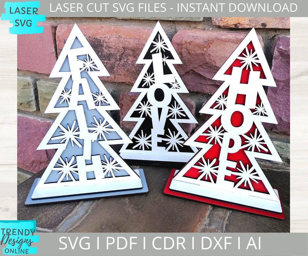 Christmas Tree Stands Svg, Faith Hope Love Stands Svg, Glowforge Svg ...
