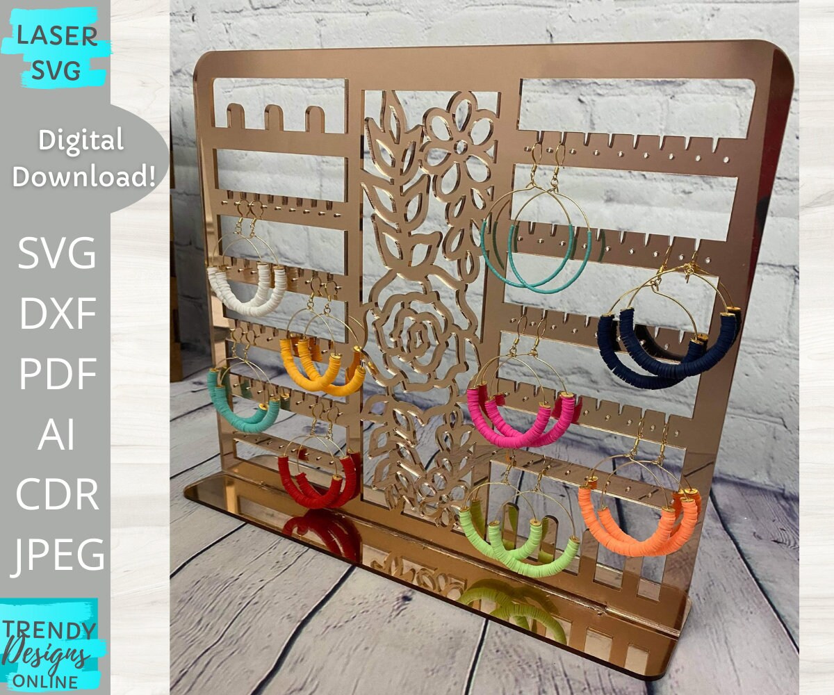 Floral Earrings Display Stand Svg Jewelry Display Svg - Etsy