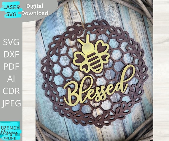 Bee Blessed Sign Svg Hand Drawn Bee Svg Blessed Sign - Etsy