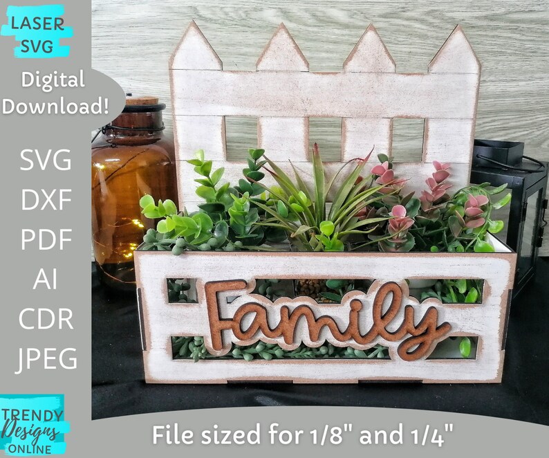 Fence Planter Svg File Family Planter Svg Planter Box Svg - Etsy