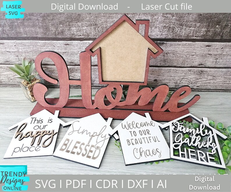 HOME Interchangeable Stand Svg Mini House Interchangeable | Etsy
