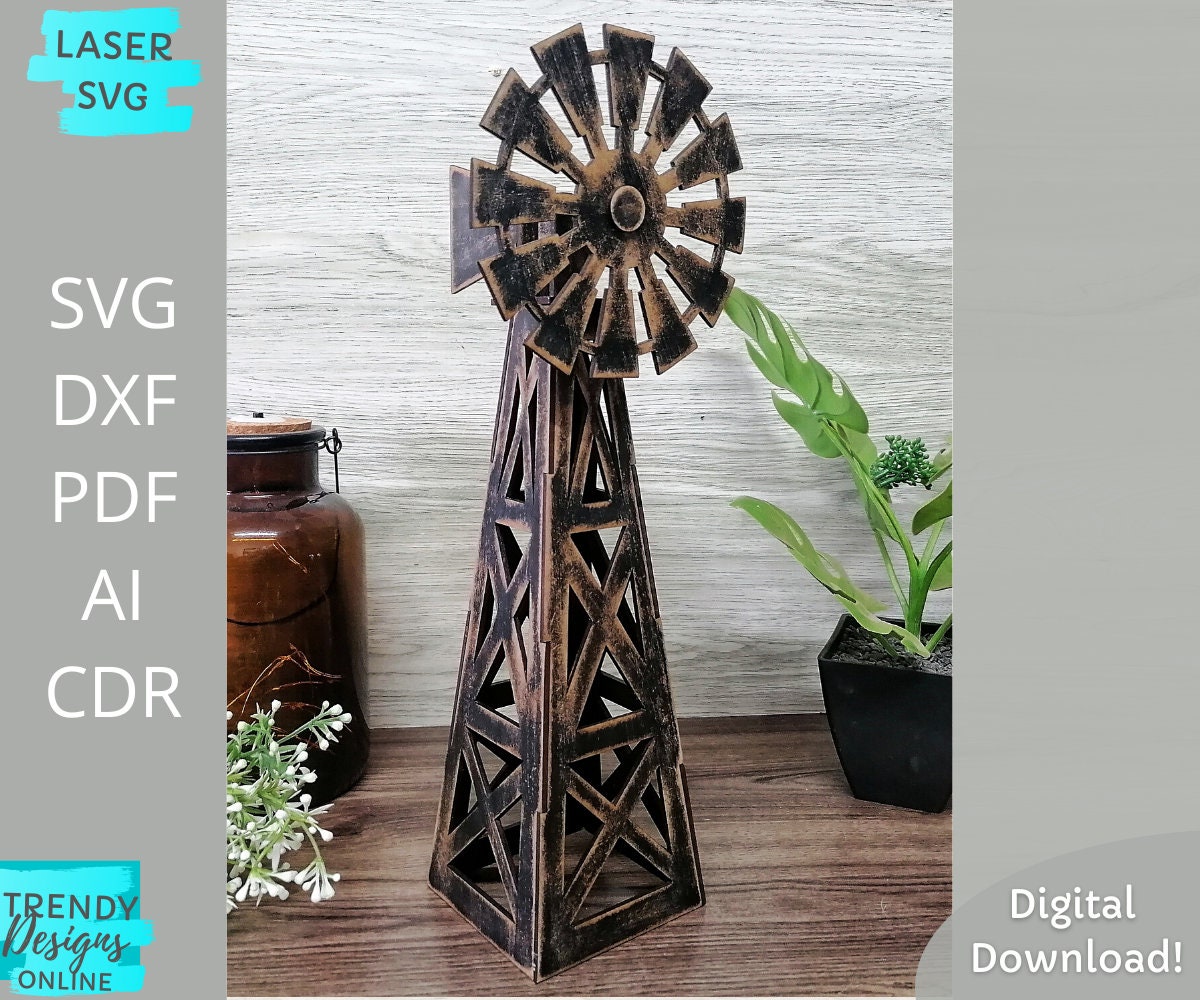 3D Windmill Svg File Small Windmill Svg Glowforge Ready - Etsy Australia
