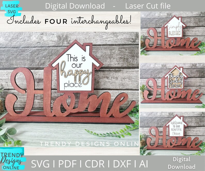 HOME Interchangeable Stand Svg Mini House Interchangeable | Etsy