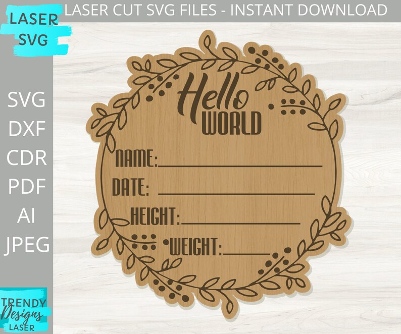 SVG File Hello World Baby Sign Laser Cut Files Glowforge SVG - Etsy UK