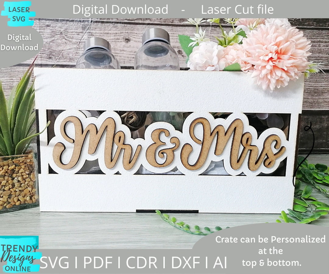 Mr & Mrs Crate Box Svg, Wedding Gift Box Svg, Digital Download ...