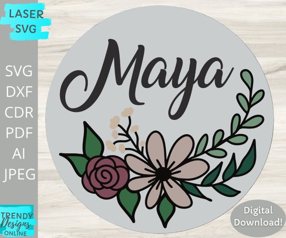 Digital download Maya Floral Laser svg Nursery floral files | Etsy