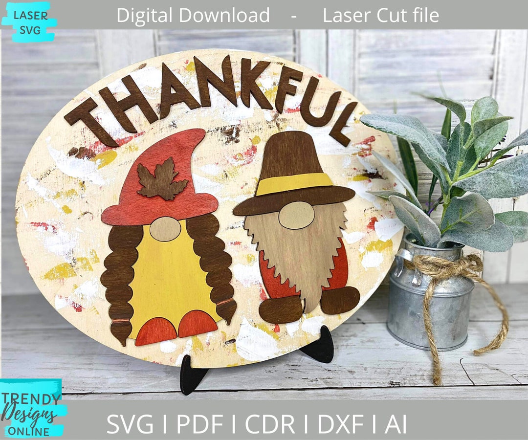 Thanksgiving Gnomes Svg File Thankful Svg Fall Gnomes Couple - Etsy
