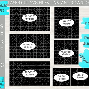 Puzzles Svg, 7 Set Puzzles Laser Cut, Puzzle Templates, Jigsaw Puzzles ...